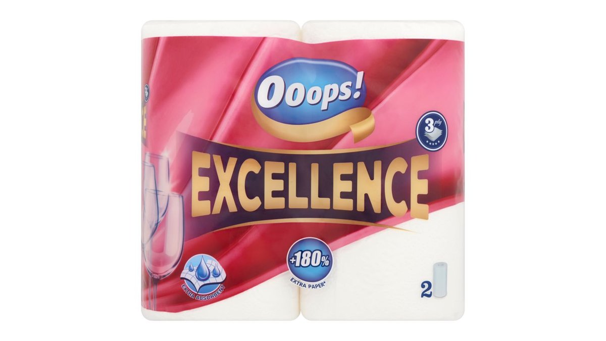 Ooops! Excellence háztartási papírtörlő 3 rétegű 2 tekercs | Wolt Market Zugló | Wolt