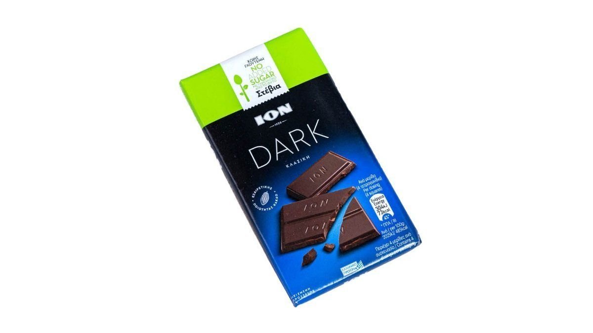 ION Dark Chocolate with Stevia Gluten free No added sugar 60g | Sklavenitis Paphos | Wolt