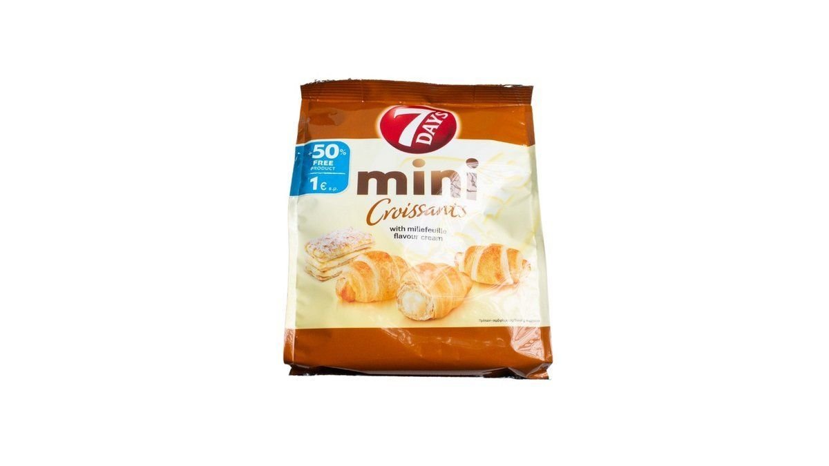 7DAYS Mini Croissant with Cream Milfaye filling 103g | Sklavenitis Paphos | Wolt