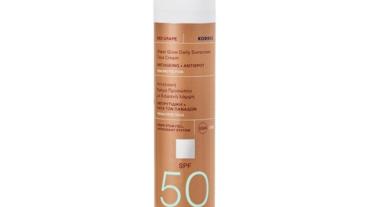 Korres Red Grape Sheer Glow Daily Sunscreen Face Cream Spf50+, 50ml ...