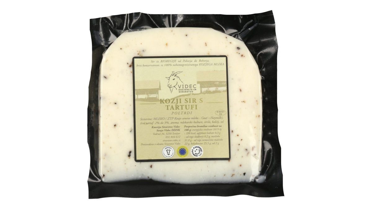 Kozji sir s tartufi poltrdi, Sirarstvo Videc (150 g) | INTERSPAR Velenje | Wolt