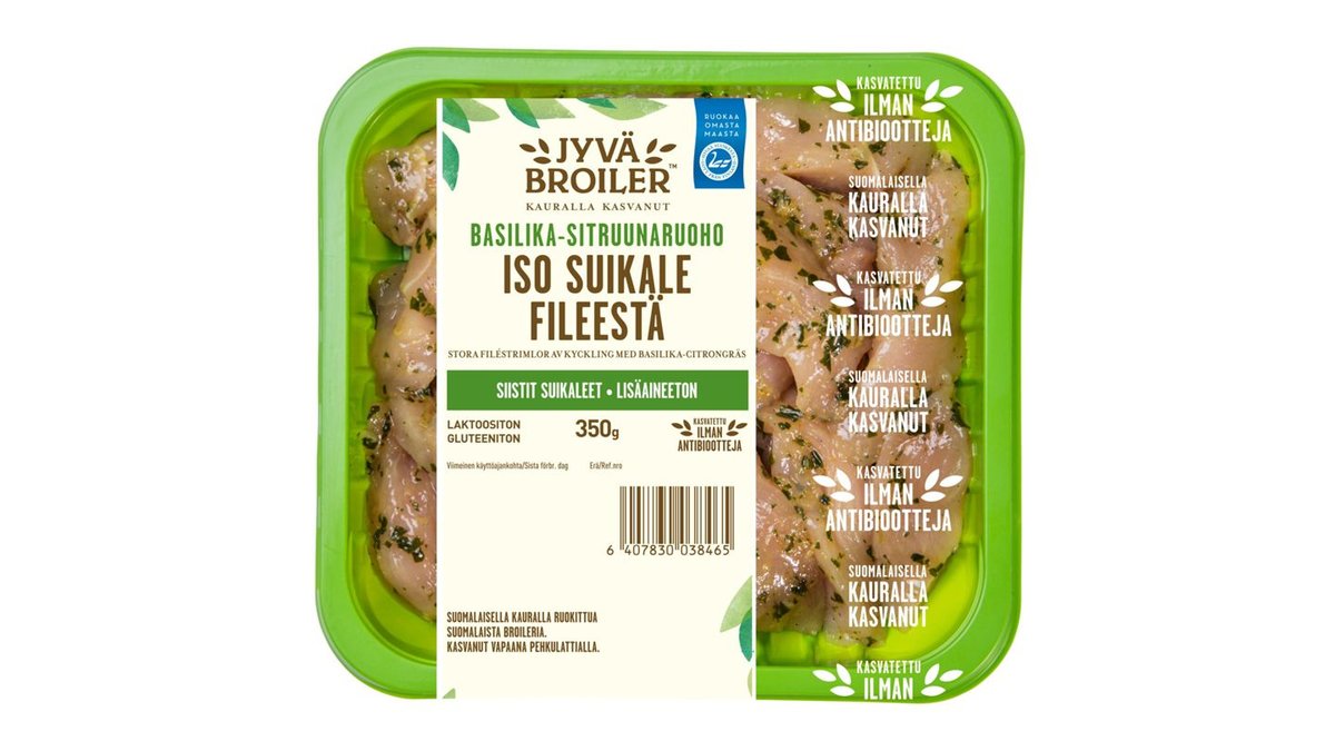 Jyväbroiler Iso Suikale Broilerin Fileestä Basilika-Sitruunaruoho 350g | Wolt Market Turku | Wolt
