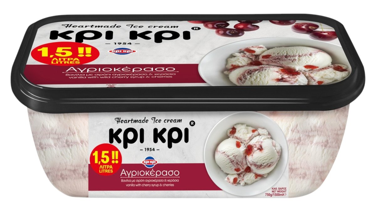 Kri Kri Heartmade Vanilla - Wild Cherry Ice Cream, 1500 ml | Wolt Market Nicosia Central | Wolt