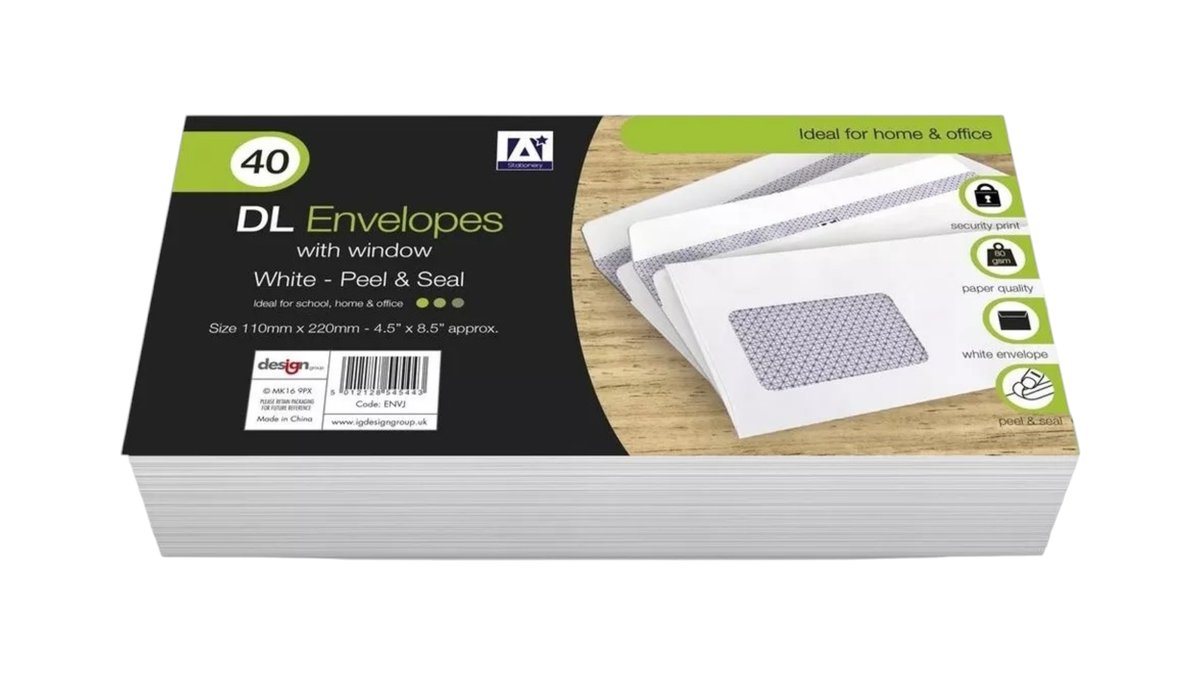 Dl Envelopes With Window White Peel & Seal, 110mm X 220mm X 40 | Tal ...