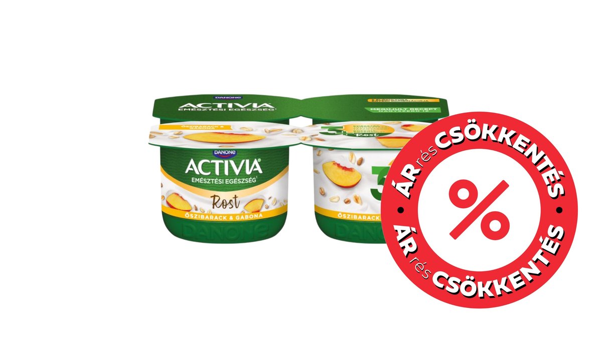Danone Activia Rost élőflórás őszibarackos joghurt mazsolával, gabonákkal (4 x 120 g), 480 g ...
