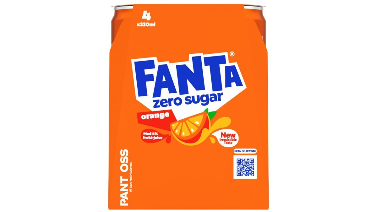 Fanta Appelsin Uten Sukker, 4x330 ml | Wolt Market Trondheim | Wolt
