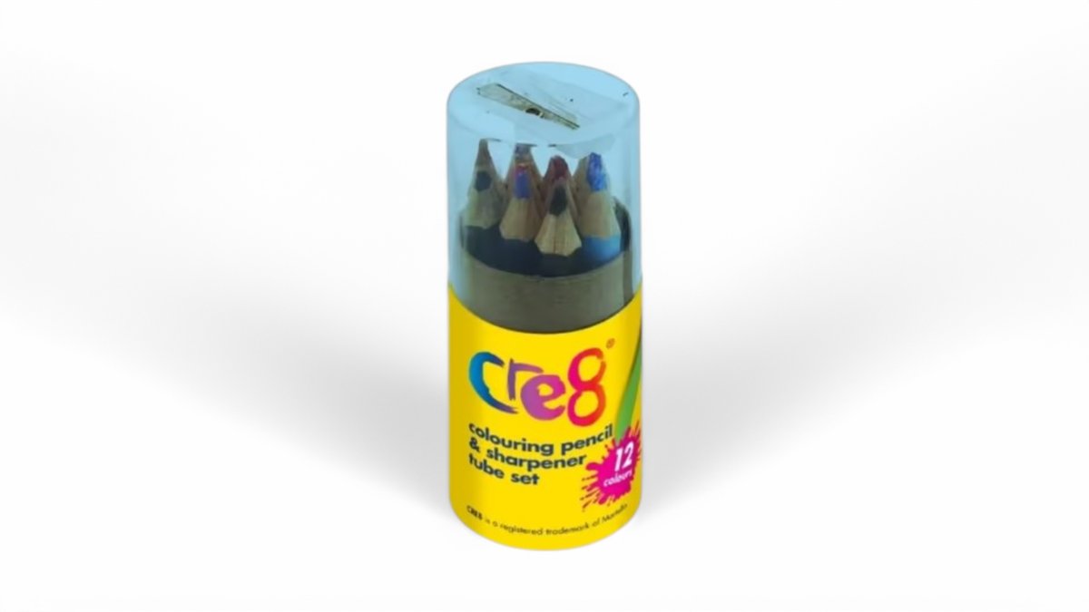Half-Size Colouring Pencil and Sharpener Tube 12 Pcs | Tal-Lira Fgura ...