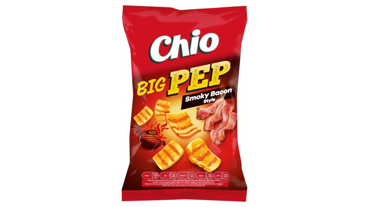Chio Big Pep Smoky Bacon Style bacon ízű búza-burgonyasnack, 65 g ...
