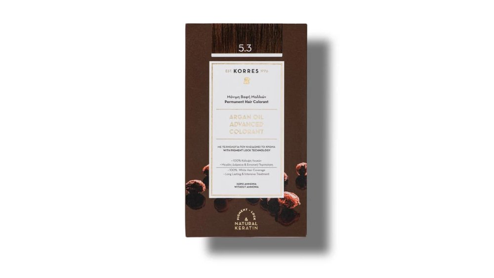 Korres Argan Oil Advanced Colorant With Pigment-Lock Technology 5.3 Golden/Honey Light Brown ...