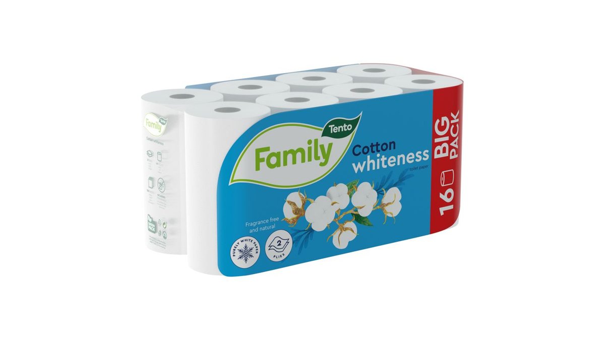 Tento Family Cotton Whiteness toaletný papier 2 vrstvy 16 kotúčov | 101 ...