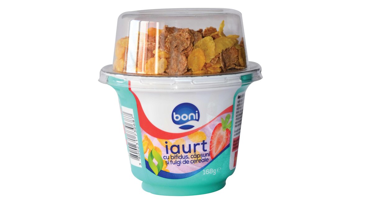 Milkeria Iaurt cu bifidus, capsuni si fulgi de cereale 168 g | Penny ...
