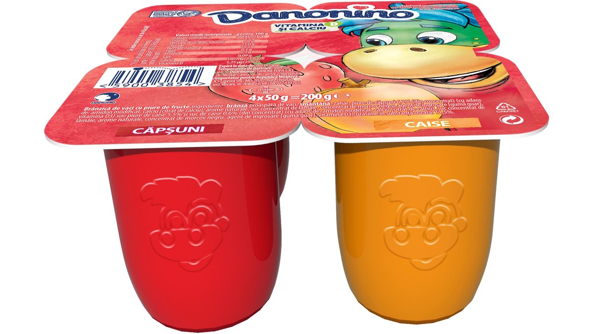 Danonino Branzica de vaci pentru copii cu piure de Capsuni si Caise ...