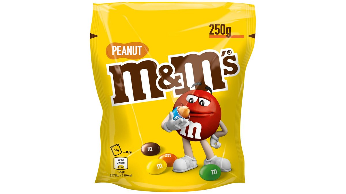 M&M's bomboane cu arahide invelite in ciocolata cu lapte, cu glazura ...