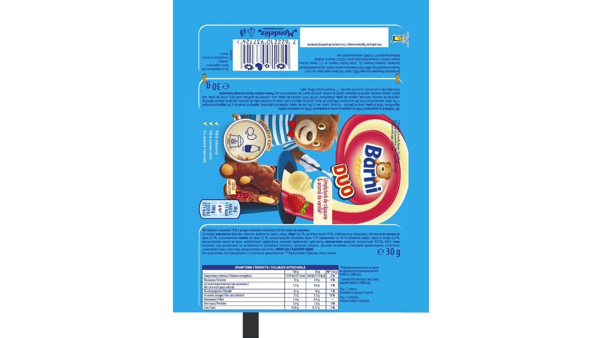 Barni cu Crema de capsune si crema cu aroma de vanilie 30g | Carrefour ...