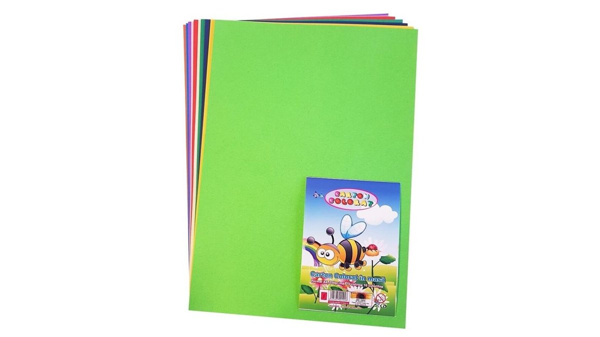 Carton colorat A4, 250 gr/mp, 10 coli, diferite culori | Carrefour ...