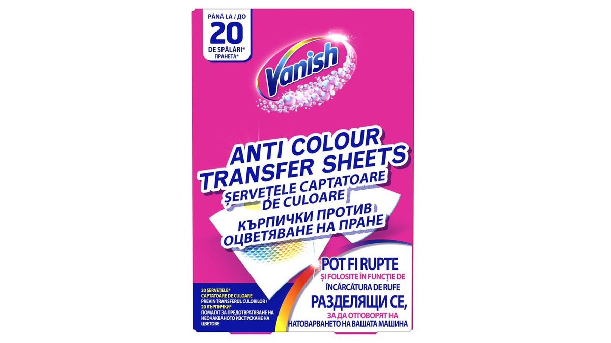 Servetele anti-transfer de culoare Vanish 20 buc | Carrefour Hypermarket Unirii (9166) | Wolt