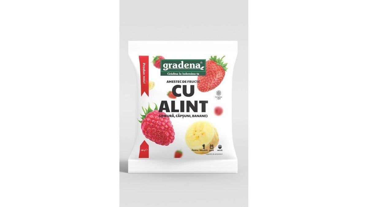 Gradena Amestec de fructe cu alint zmeura, capsuni, banane 250 g ...