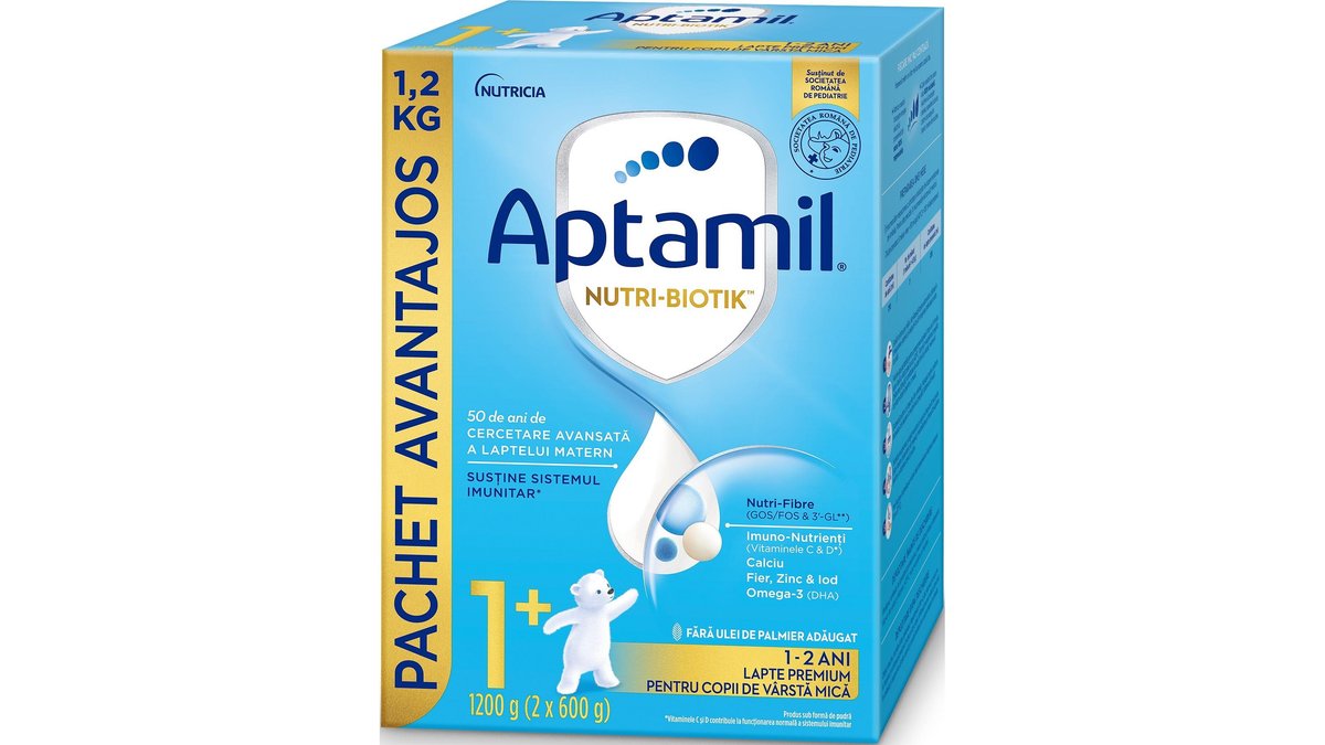 Lapte praf Aptamil NUTRI-BIOTIK, 1+, lapte pentru copii de varsta mica ...