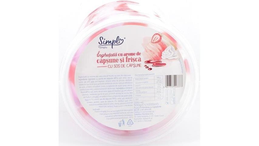 Inghetata cu arome de capsune si frisca, Simpl, 1000 ML | Carrefour ...