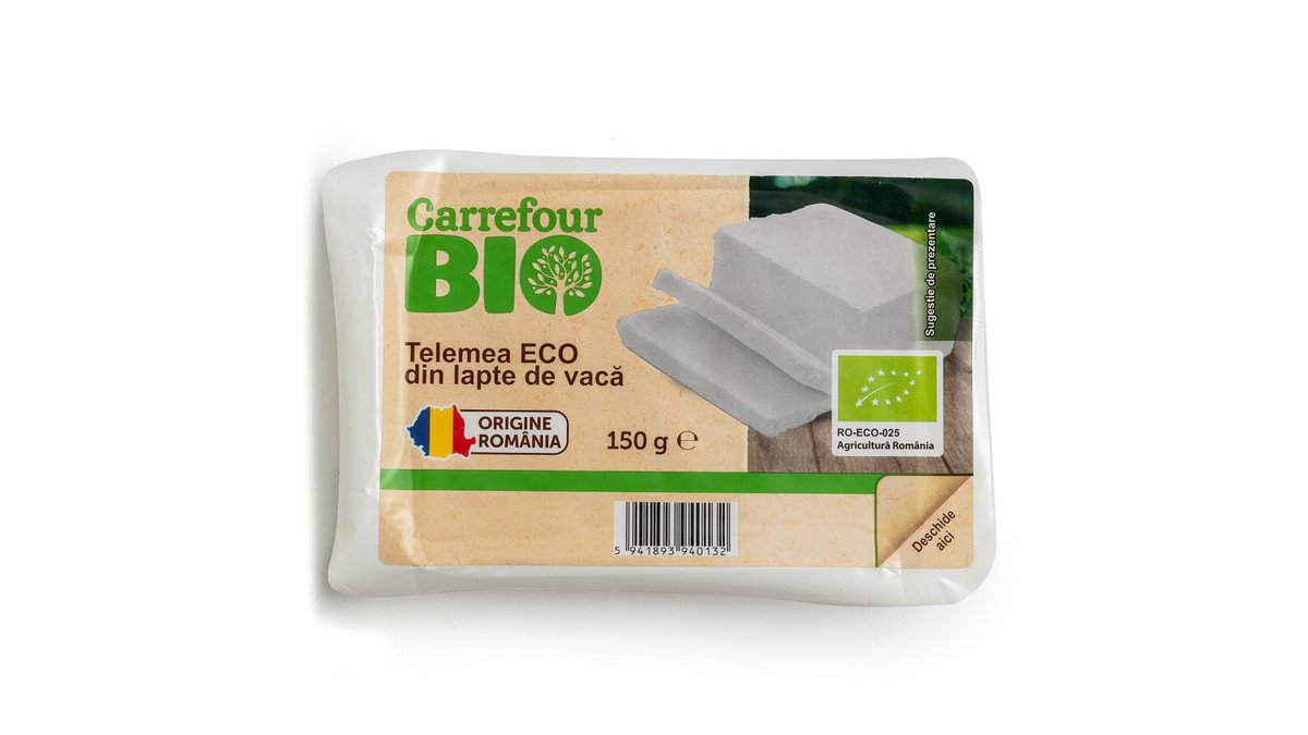 Telemea din lapte de vaca ECO, 150gr CRF BIO | Carrefour Hypermarket Iasi Era (9167) | Wolt