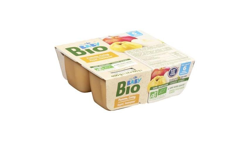 Piure de fructe fara zahar adaugat (mere-gutui) Carrefour Bio 4x100g ...