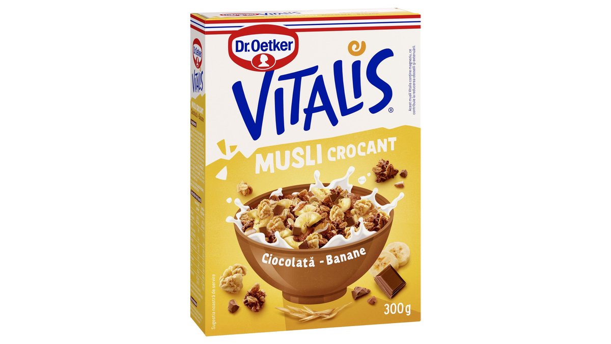 Musli crocant cu banane Dr. Oetker Vitalis 300g | Carrefour Hypermarket ...