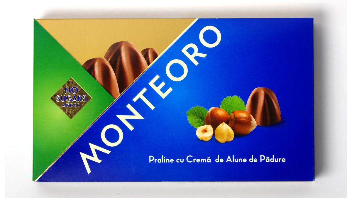 Praline de ciocolata cu lapte si crema de alune, fara zahar, Monteoro ...