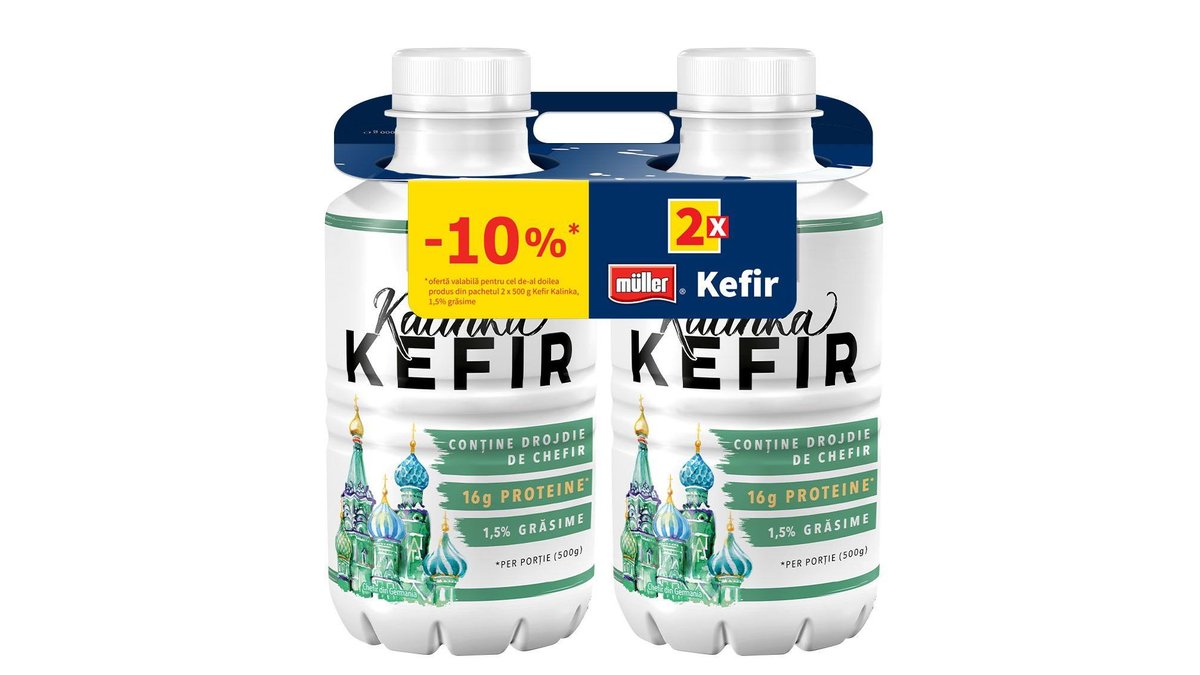 Muller Kefir 1,5%, 2X500G | Carrefour Hypermarket George Coșbuc (9110) | Wolt