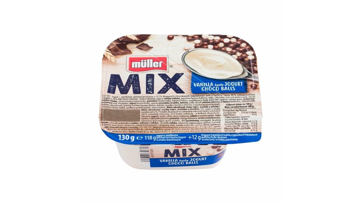 Iaurt cu bilute de ciocolata Muller, 130 g | Auchan Hypermarket Iași | Wolt
