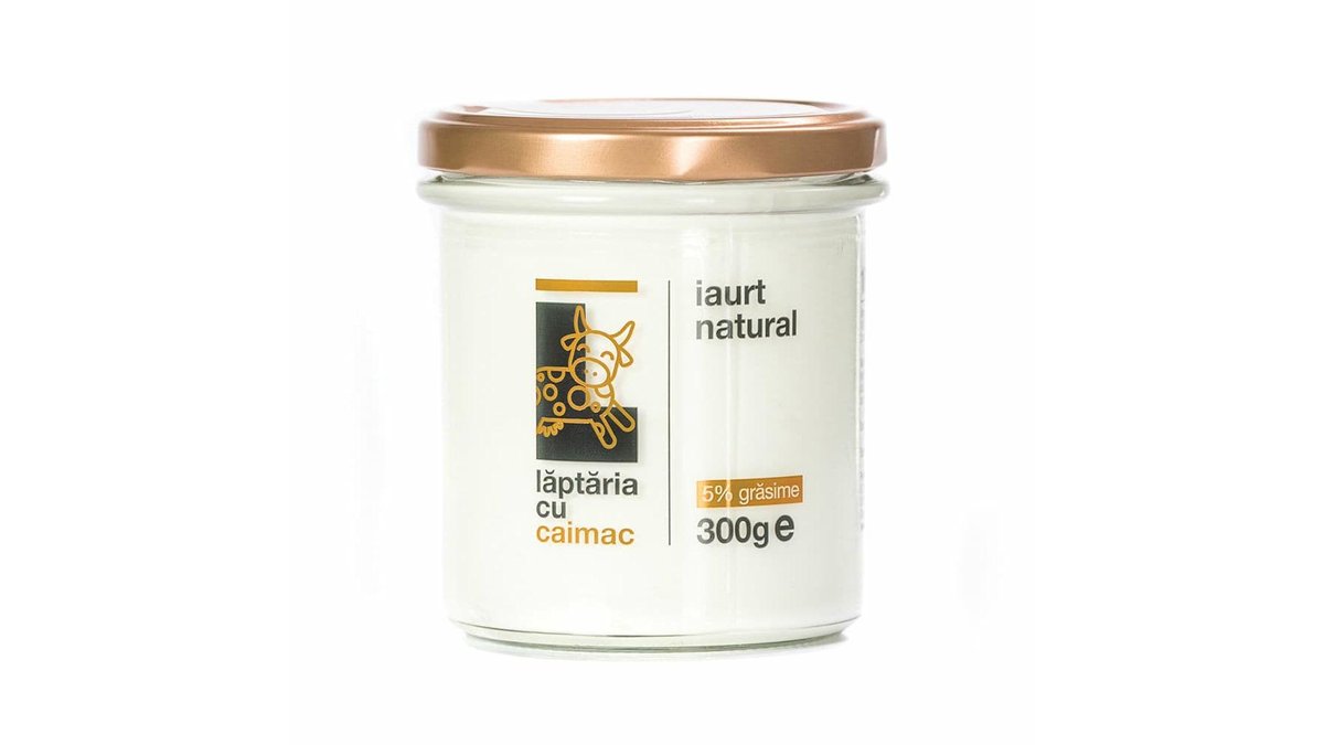 Iaurt natural Laptaria cu caimac, 5% grasime, 300 g | Auchan ...