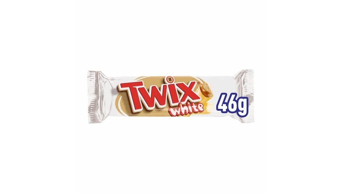Baton cu biscuite si caramel invelit in ciocolata alba Twix, 46 g | Auchan Hypermarket Cluj ...