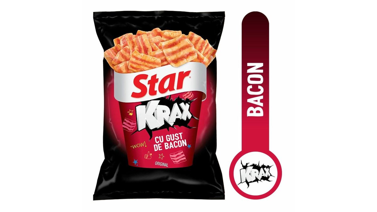 Snacksuri cu gust de bacon Star Krax, 60 g | Auchan Hypermarket ...