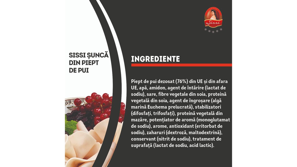 Sunca feliata din piept de pui Sissi, 170 g | Auchan Hypermarket Cluj ...