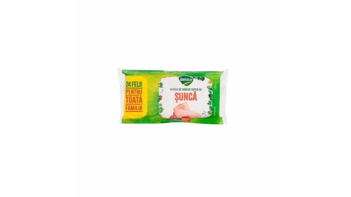 Branza topita cu sunca Delaco Apetito, felii, 400 g | Auchan ...