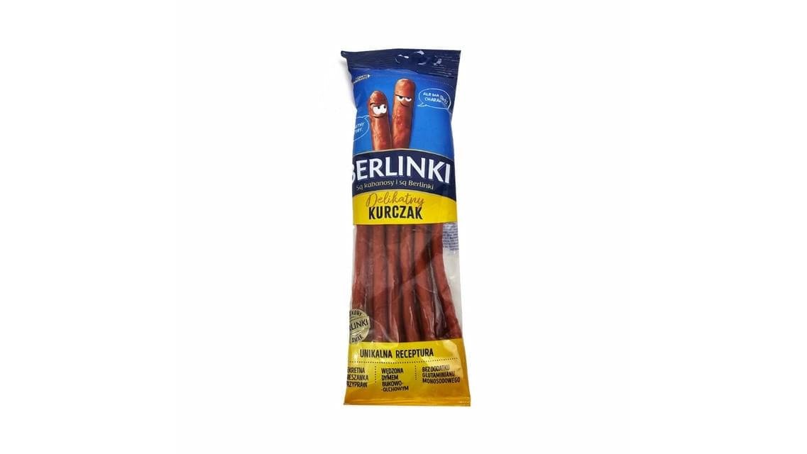 Carnati sticks cu pui Berlinki, 85 g | Auchan Supermarket U Center | Wolt