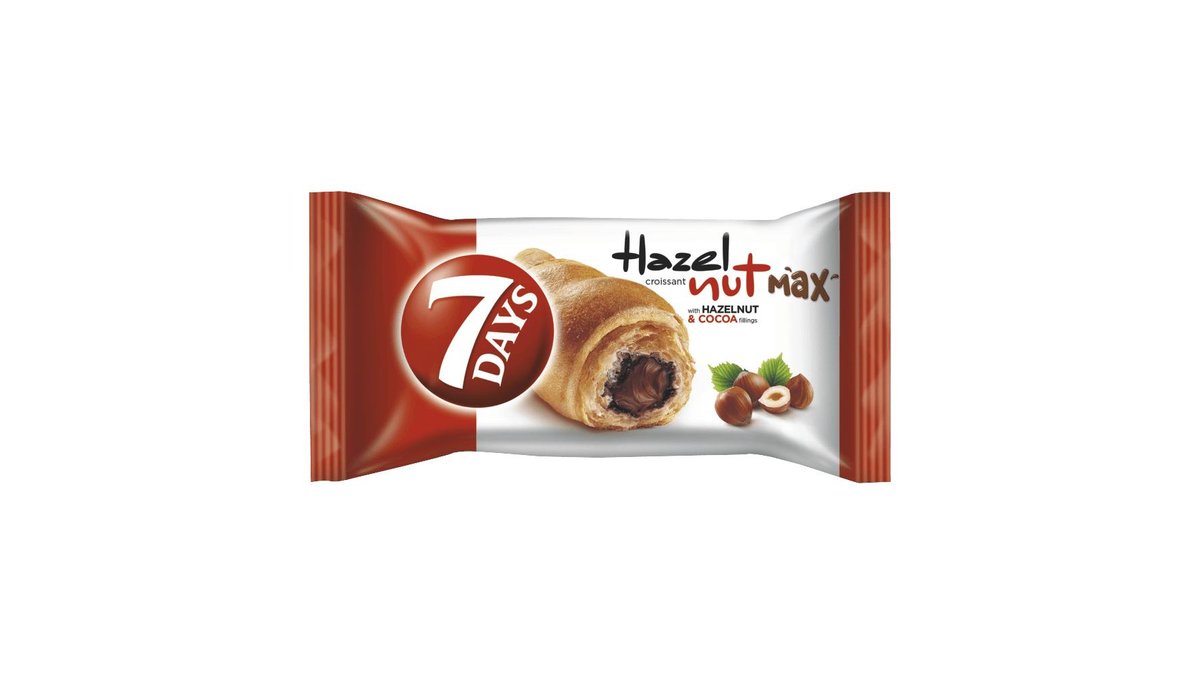 Croissant dublu cu umplutura de alune de padure 7 Days, 80 g | Auchan ...