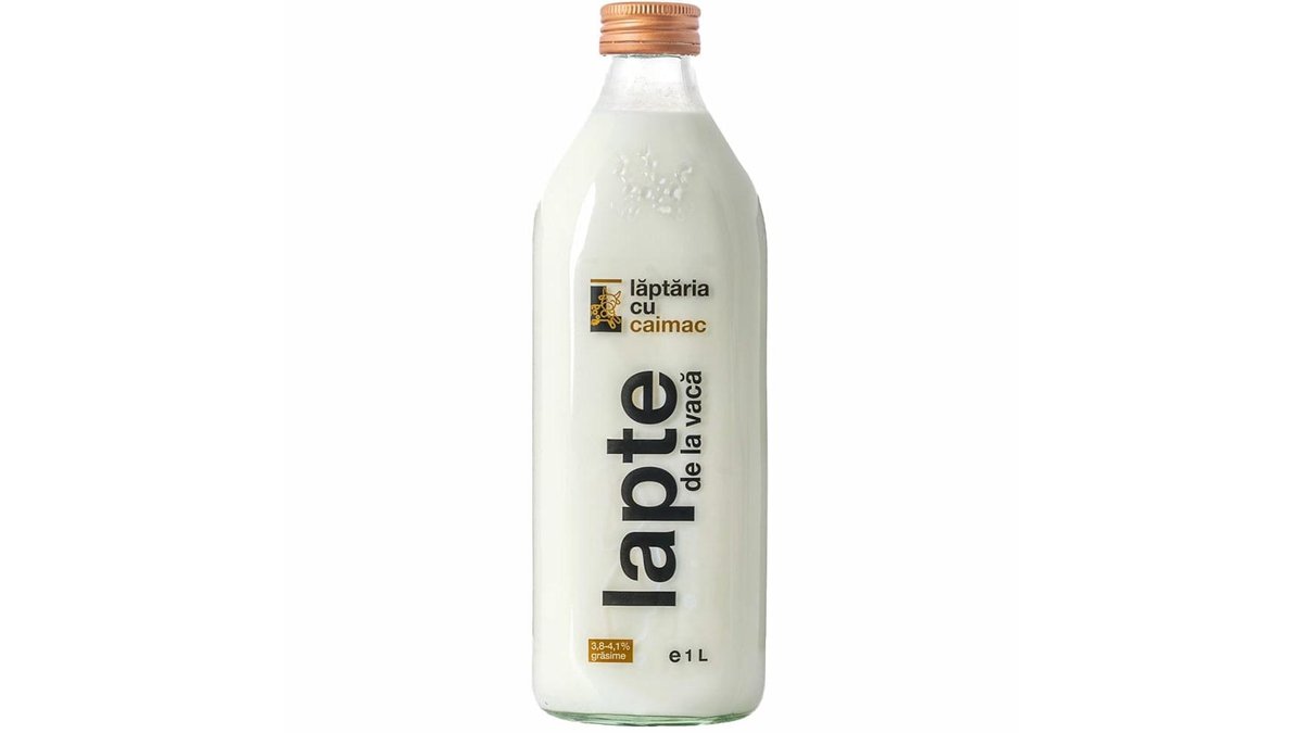 Lapte de vaca integral Laptaria cu caimac, 3.8 - 4.1% grasime, 1 l ...