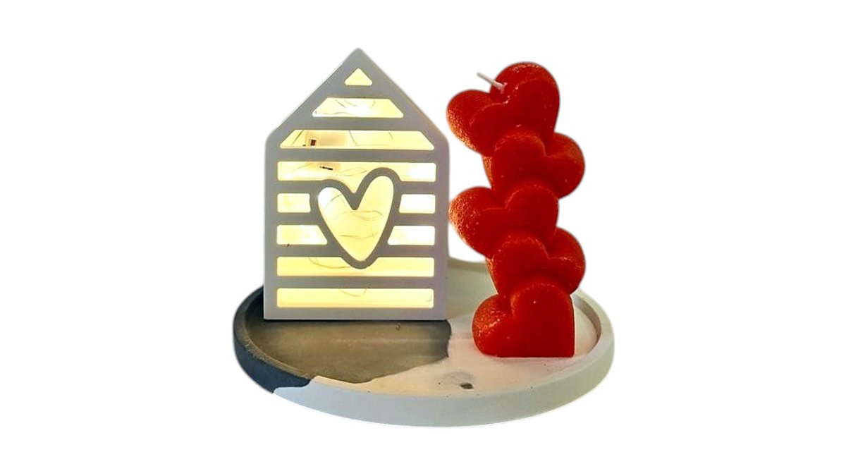 Porcelanato Tray With Porcelanato Decorative House With Lights ...