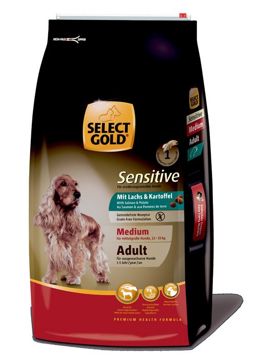 SELECT GOLD - Adult Sensitive Medium laks & kartofler 12 kg | Maxi Zoo ...