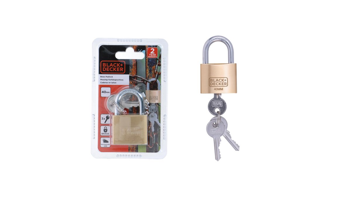 Black + Lid Padlock with Key - 40mm - incl. 3 Keys - Solid Brass Lock ...