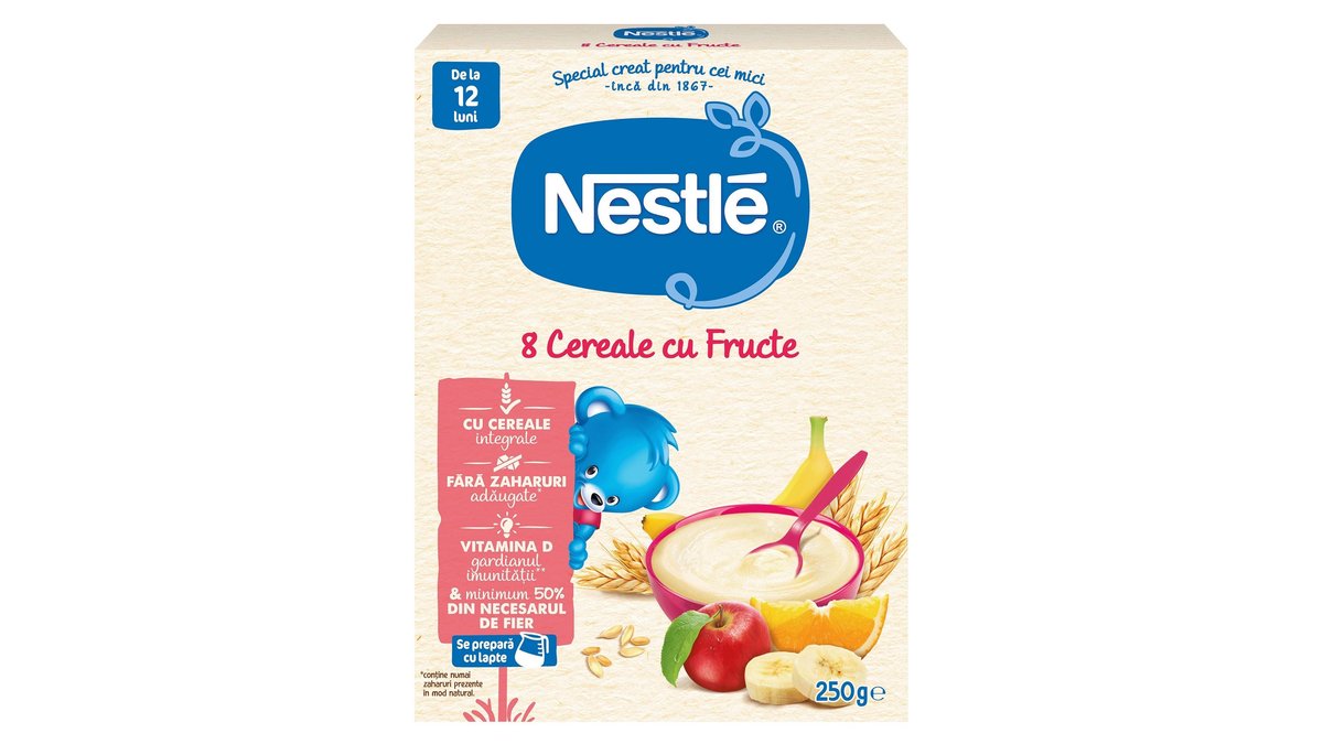 Nestle 8 CEREALE CU FRUCTE pentru copii de la 12 luni, 250g | Carrefour ...