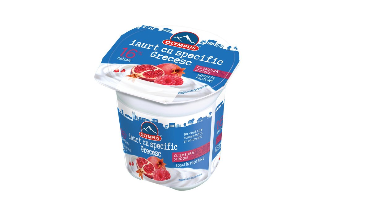 Iaurt grecesc cu rodie si zmeura Olympus 125 g | Carrefour Hypermarket ...