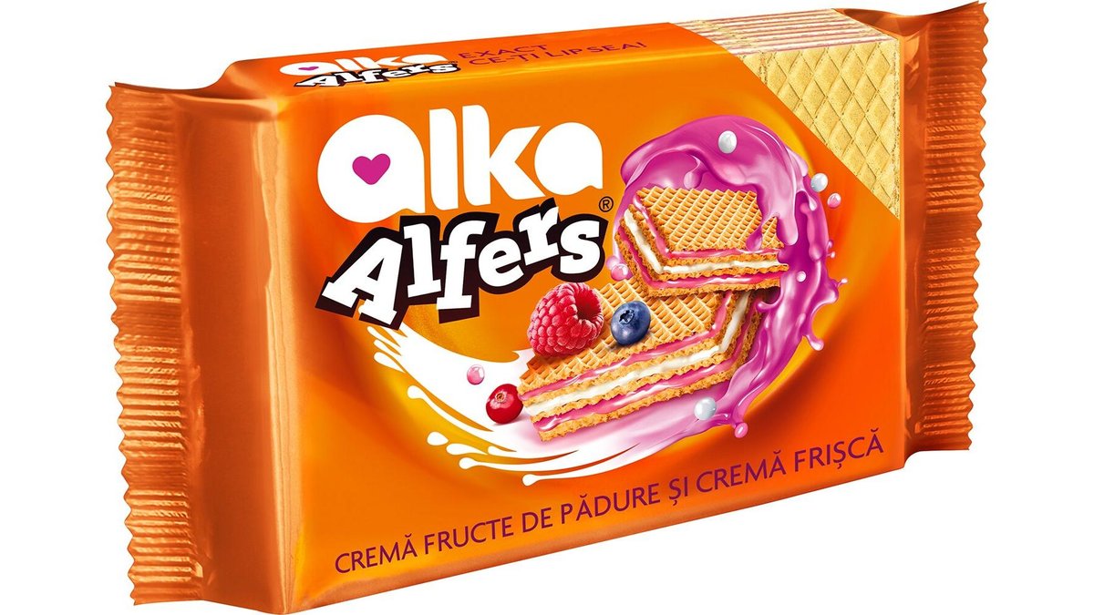 Napolitane cu crema de fructe de padure & frisca Alfers Alka 170 g | Carrefour Hypermarket ...