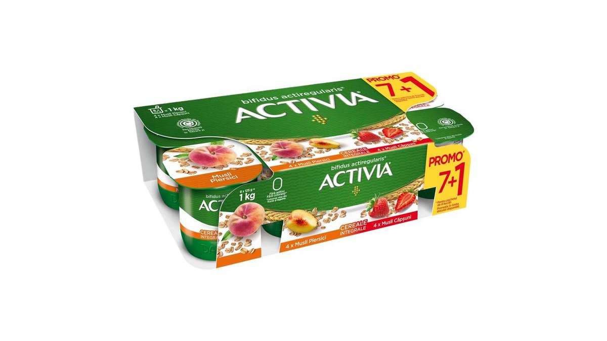 Activia Iaurt cu Cereale Integrale, Musli, Piersici si Capsuni 8x125g ...