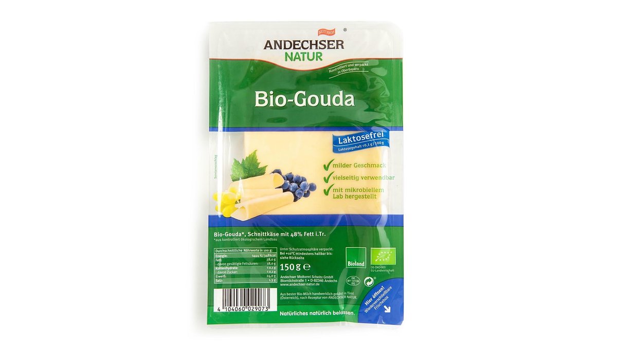 Branza Gouda felii bio 150 g Andechser Natur | Carrefour Hypermarket ...