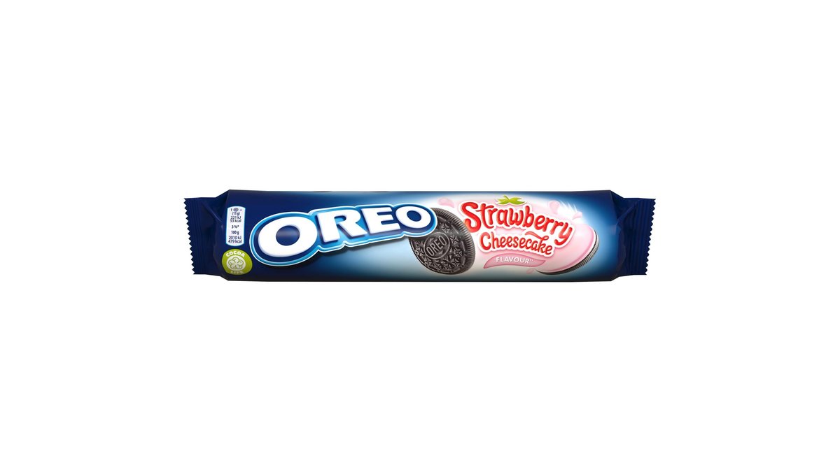 Oreo cu crema cu aroma de capsune si aroma de prajitura cu crema de ...