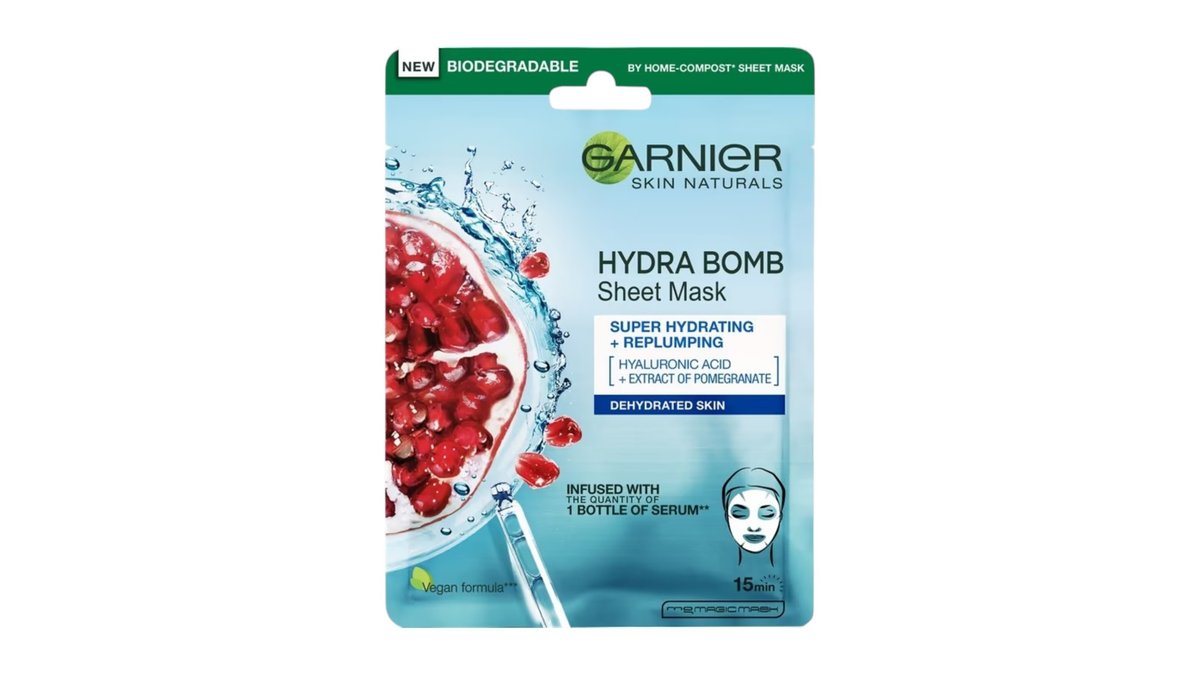 Maska za lice Skin Naturals Tissue Mask Moisture + Aqua Bomb Garnier 28g | Wolt Market Dorćol | Wolt