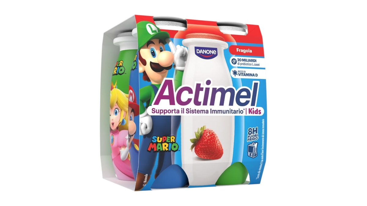 Danone Actimel Play Super Mario Strawberry Yoghurt Drinks, (4x100 ml ...
