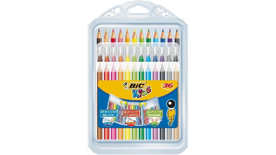 Set de colorat cu 12 markere de colorat, 12 creioane colorate si 12 ...