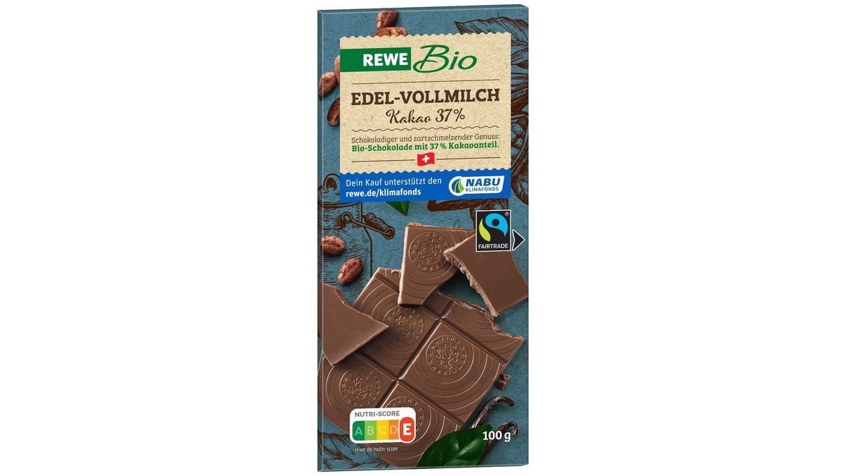 Rewe Bio Schokoladentafel Edel-Vollmilch , 100 g | Wolt Market Sendling ...